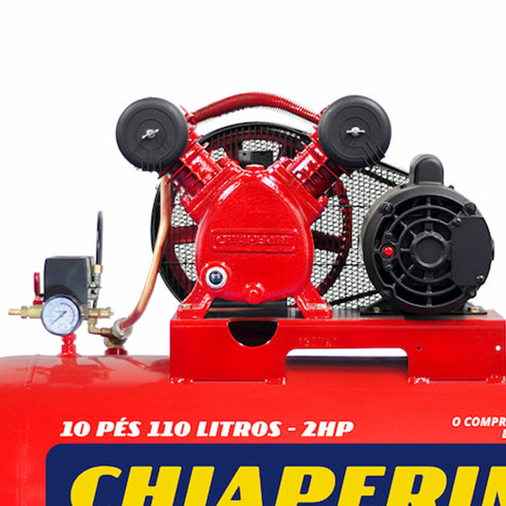 Compressor 10 Pes 110 Litros 140 Libras 2HP Monofásico Red - 19195 ...