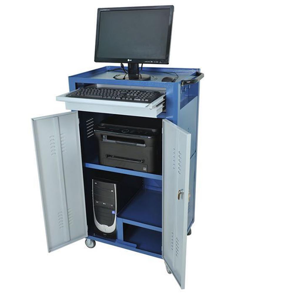 Rack para computador fechado 2 portas e 2 gavetas azul - Fercar ...