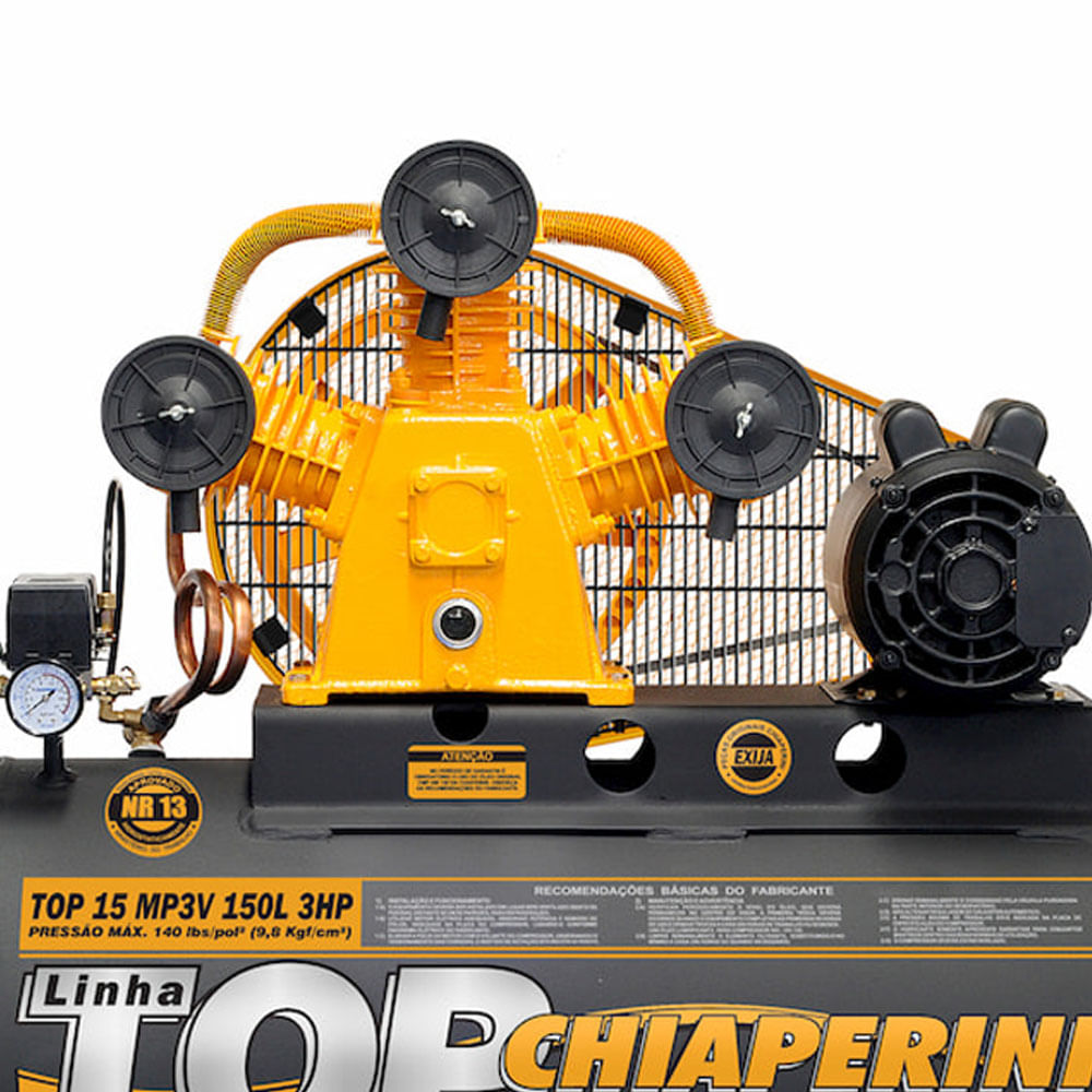 Compressor 15 Pes 150 Litros 140 Libras 3H Monofásico - 16787 ...